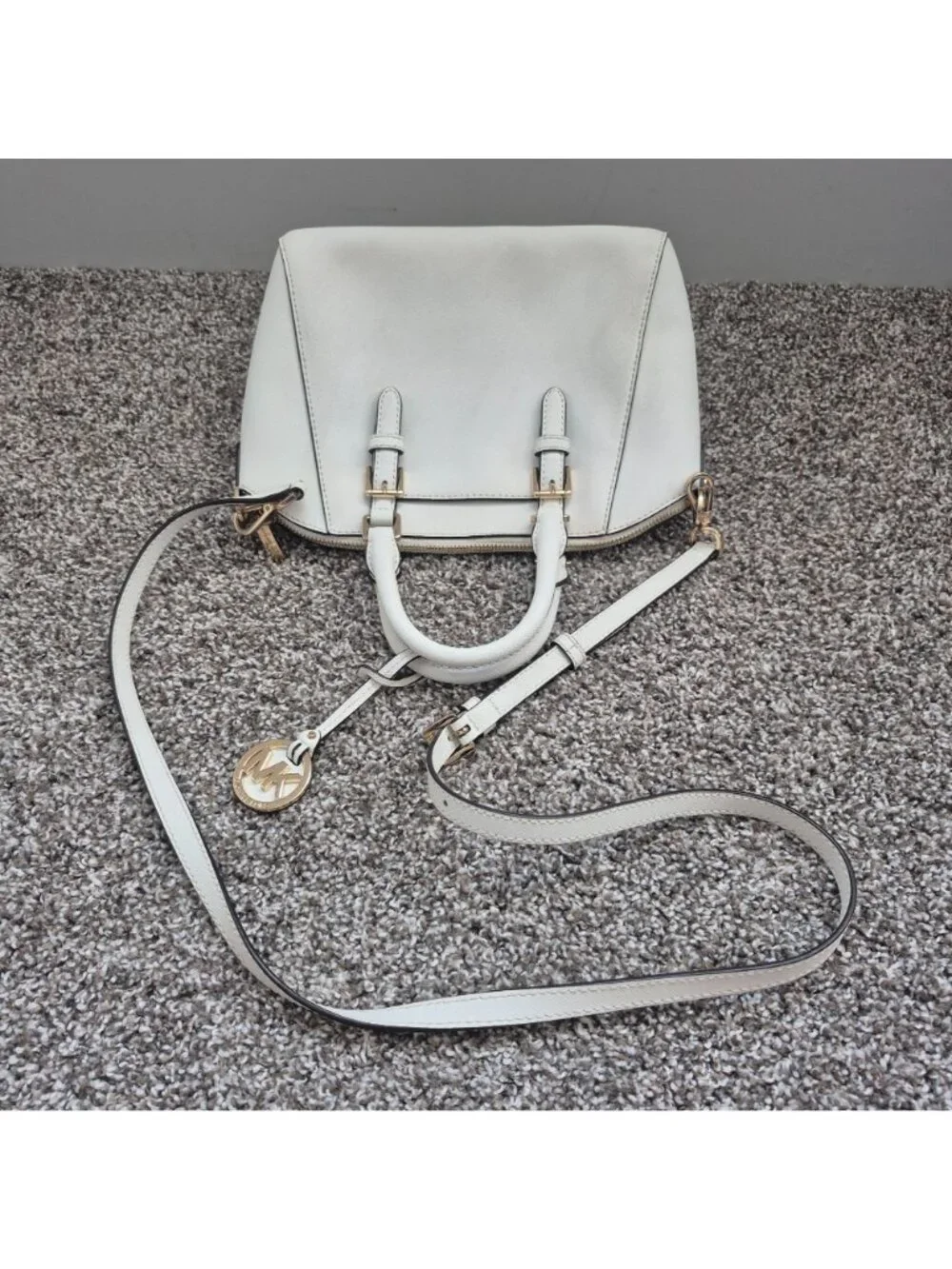 Michael Kors | Bags | Michael Kors White Studded Tote Purse Gold ...